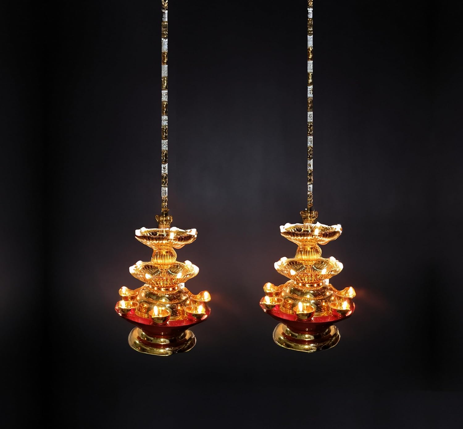 Buy Nabhya Combo of 2 Hanging 19 Deep Double Step 3 Layer Electric Diya ...