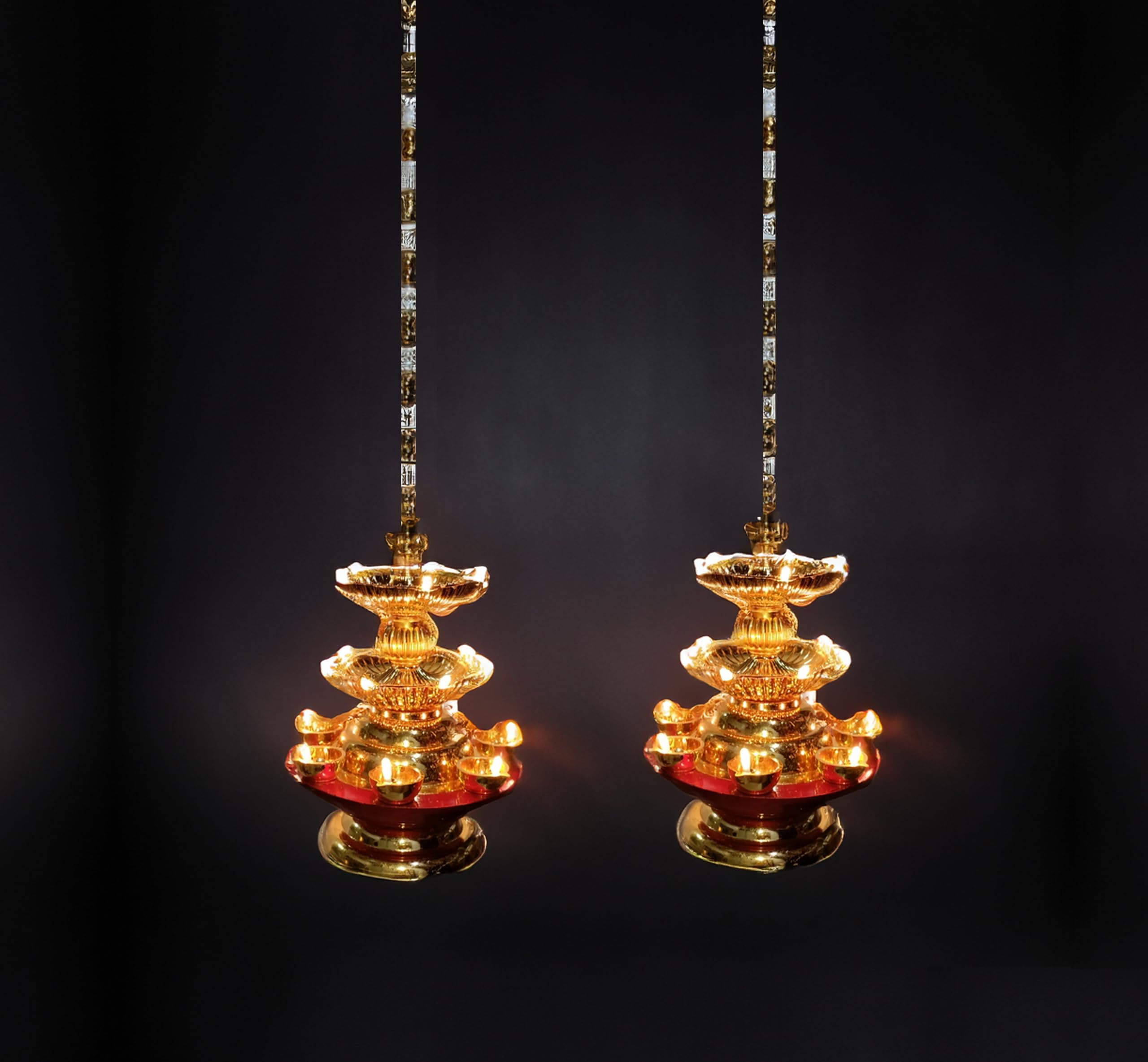 Buy Nabhya Combo of 2 Hanging 19 Deep Double Step 3 Layer Electric Diya ...