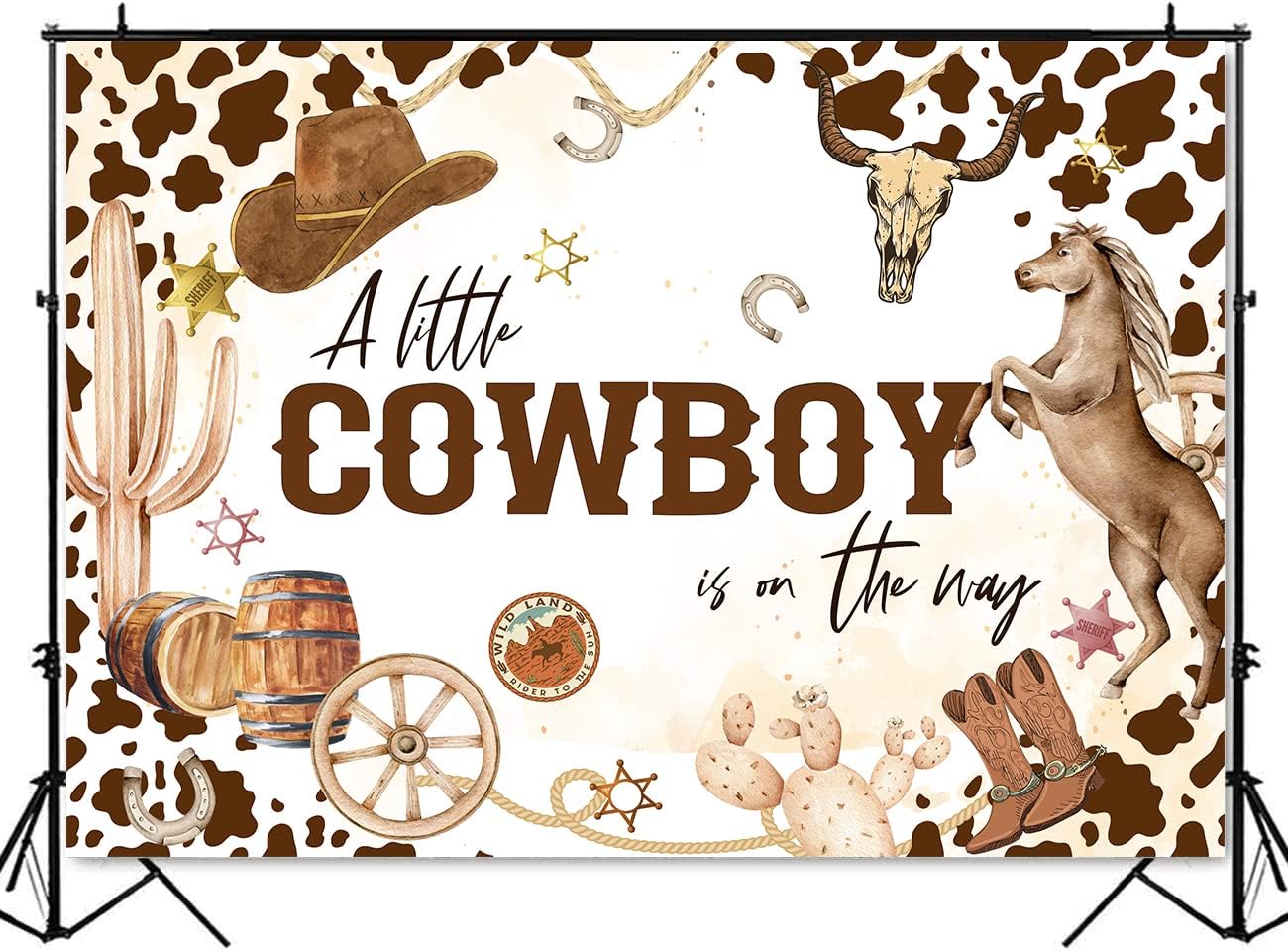 Amazon.com : Avezano Cowboy Baby Shower Backdrops A Little Cowboy is On ...
