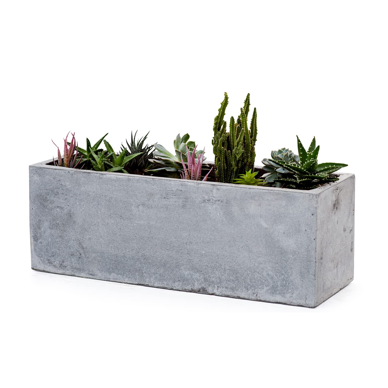 SANDYBAYTAS Durable Concrete Outdoor Planter, Modern Rectangular ...