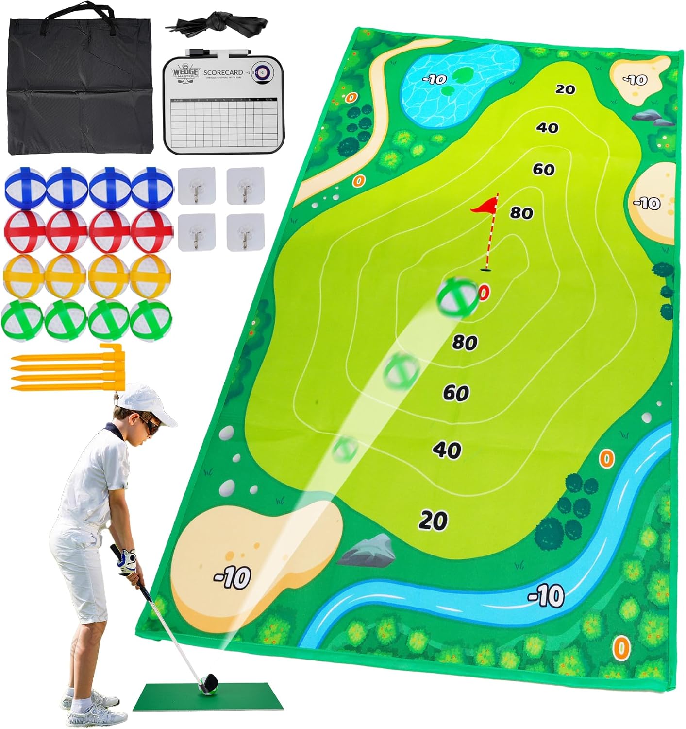Golf Game Set,Indoor Outdoor,Golf Chipping Game Mat with Golf Club Golf ...