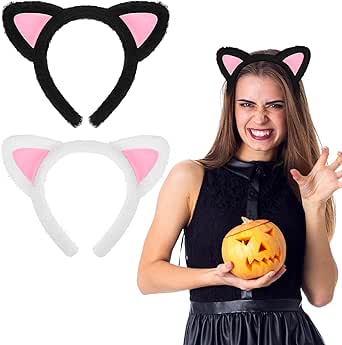 Amazon.com: 2Pcs Fuzzy Cat Ears Headband Soft Cat Ear Hairband Plush ...