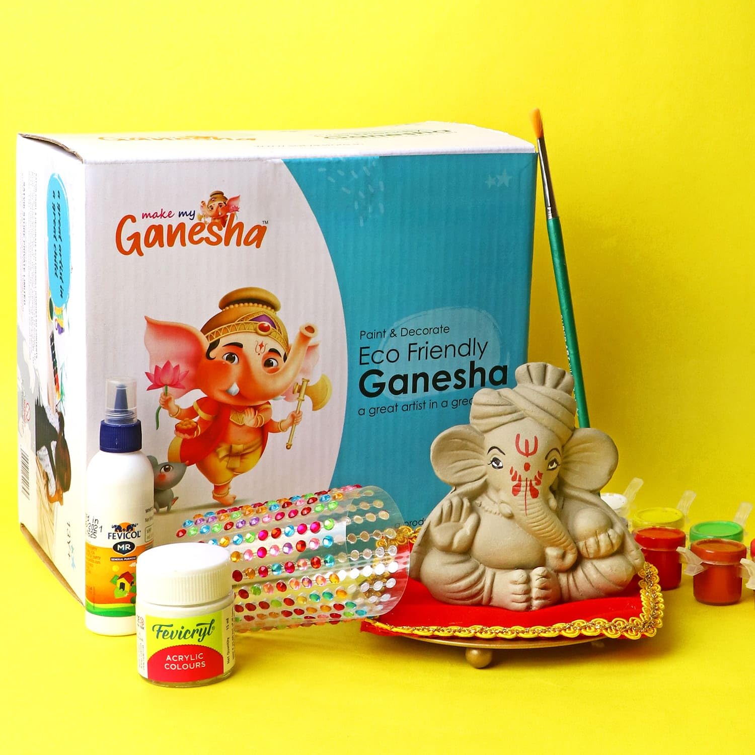 Buy SATVIK Make My Ganesha Paint and Decorate DIY Kit for Kids Eco ...