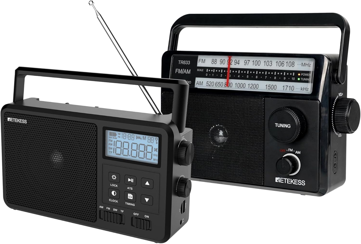 Amazon.com: Retekess TR633 AM FM Radio Portable, TR638 Shortwave Radios ...
