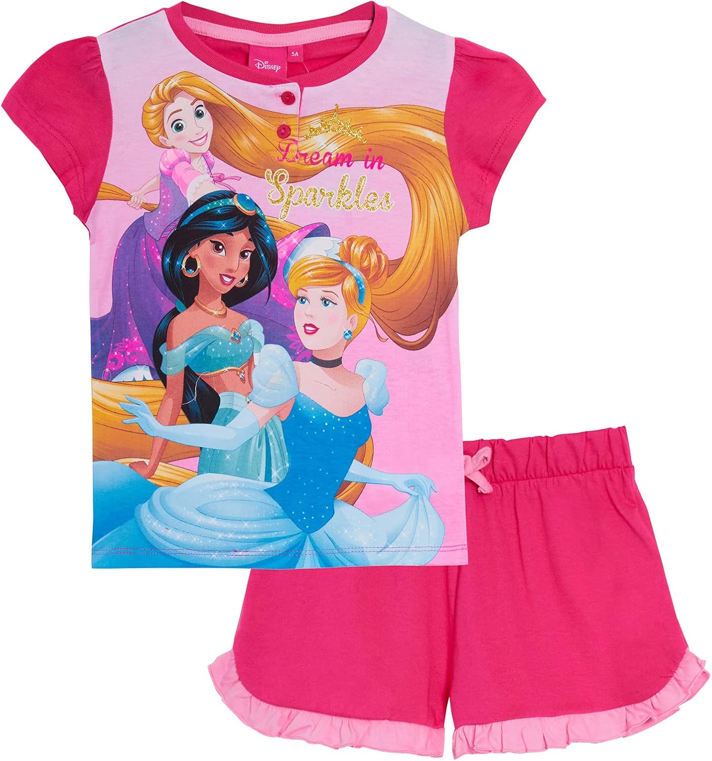 Disney Princess Short Pyjamas Girls Character Shortie Pjs Set Kids ...