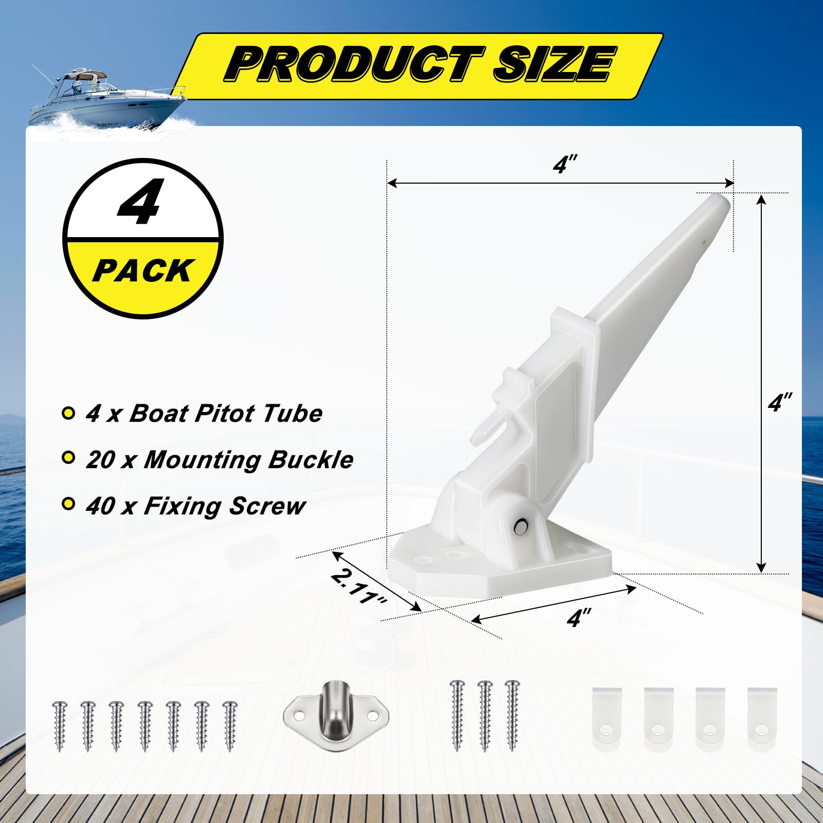 Snapklik.com : Datanly 4 Pcs Marine Speedometer Pitot Tube 80 Mph Boat ...