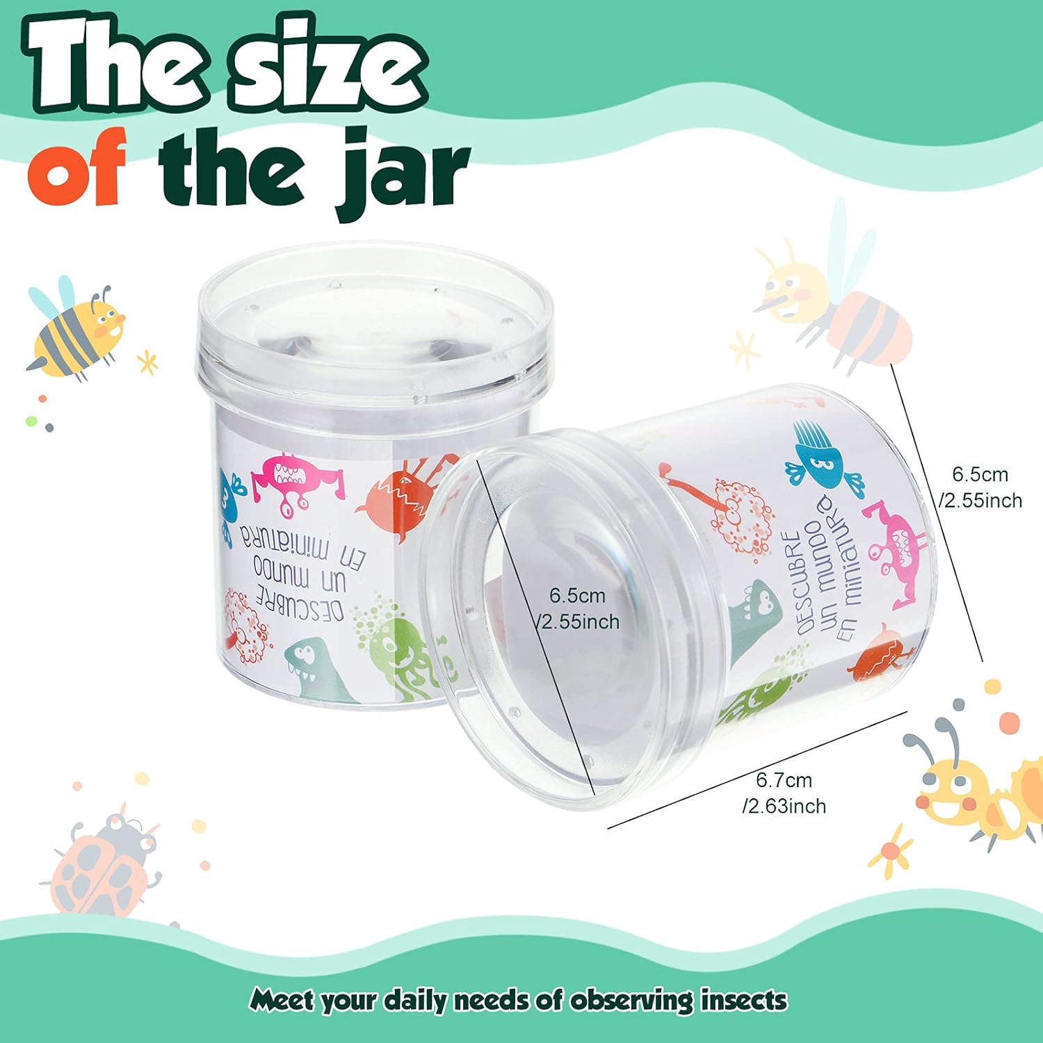 Patelai 12 Pieces Magnifying Insect Viewer Critter Cage Plastic Insect ...