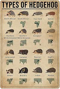 Amazon.com: JIUFOTK Types Of Hedgehog Metal Tin Signs Hedgehog ...