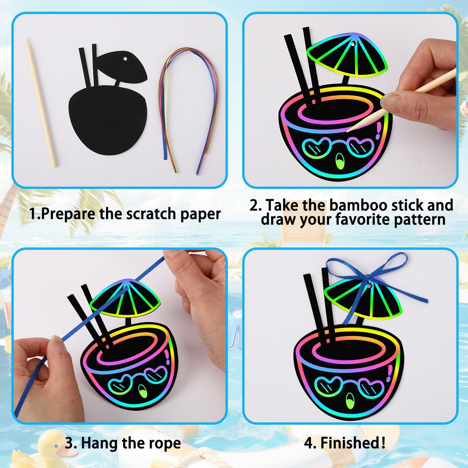 Snapklik.com : 36 PCS Luau Crafts For Kids, Rainbow Scratch Art For ...