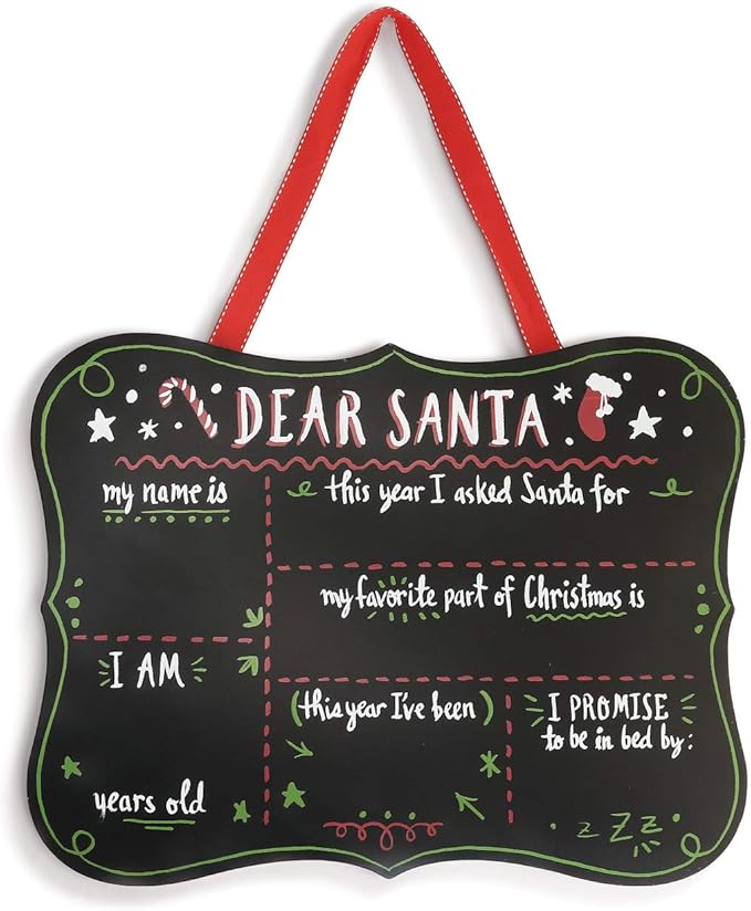Amazon.com: Dear Santa Chalkboard Midnight Black 16 x 13 MDF Wood ...