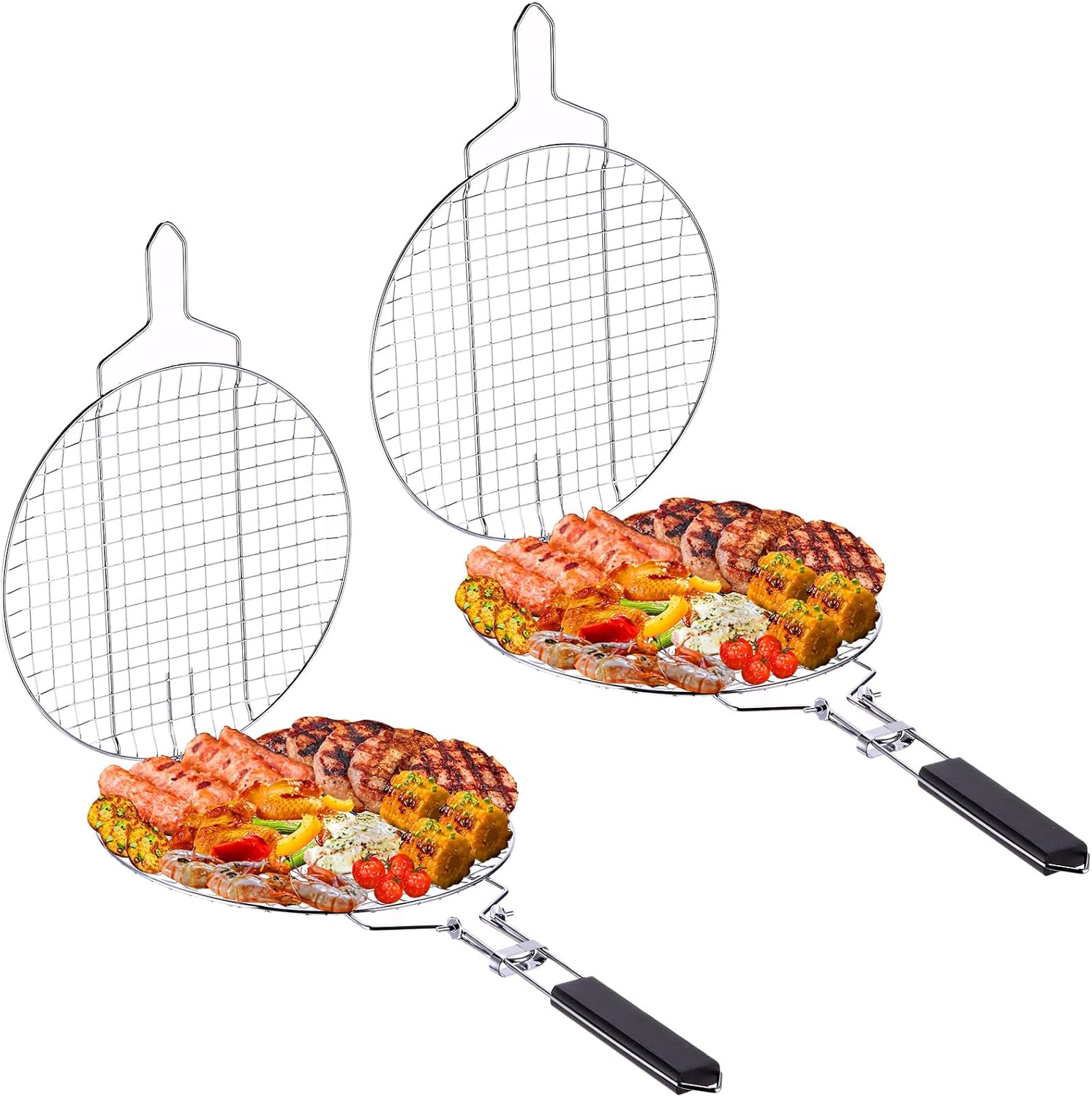 Amazon.com: Yungyan 2 Pcs Round Grill Basket for Outdoor BBQ Fish 11 ...