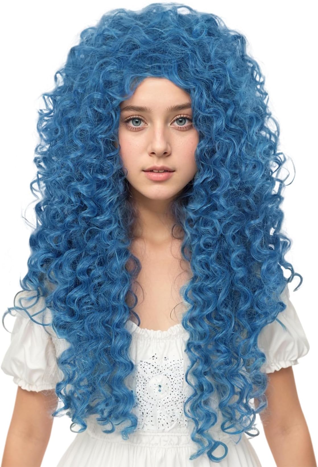 Amazon.com: karlery Women Adult Long Blue Curly Wig Halloween Cosplay ...