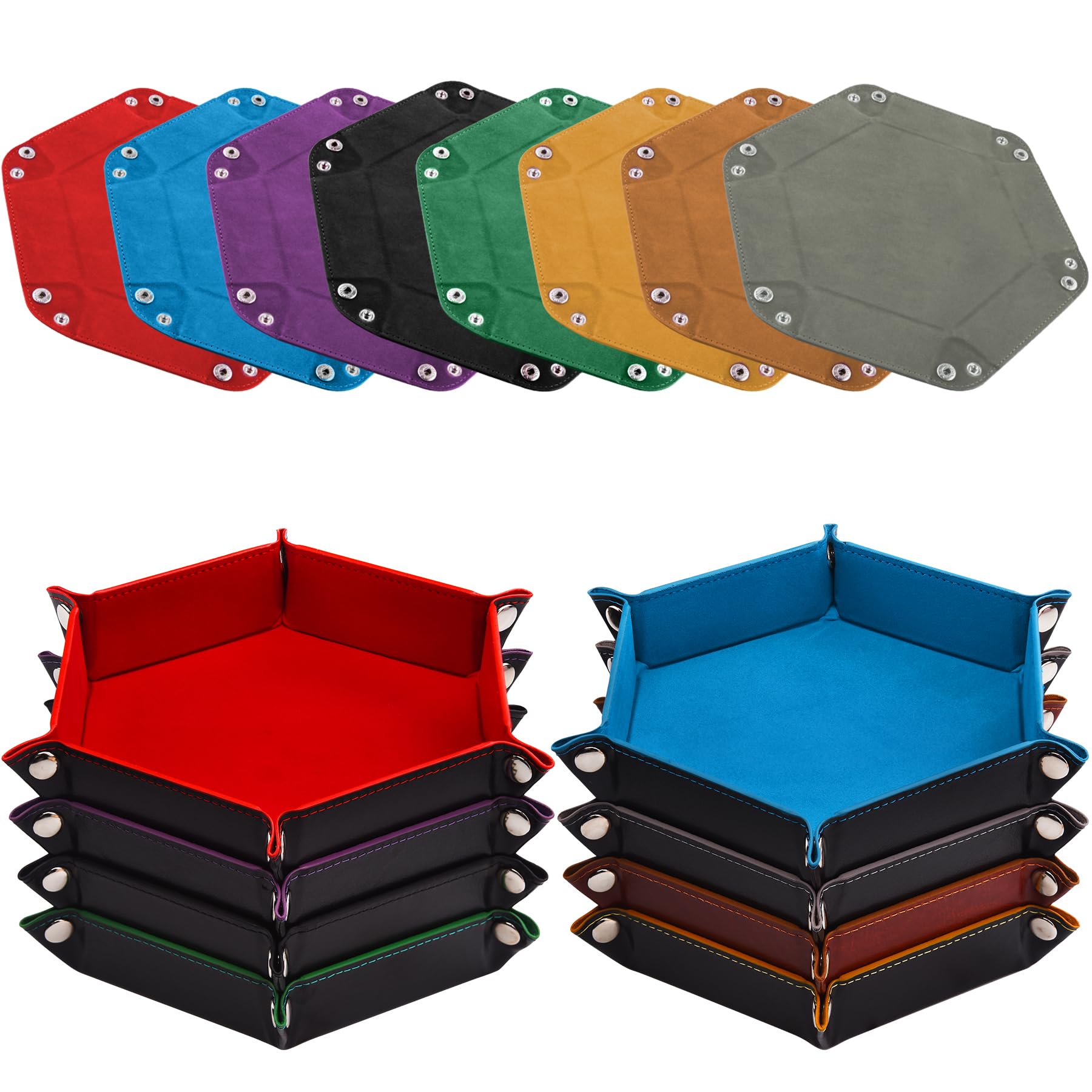 Amazon.com: SIQUK 8 Pieces Dice Tray Hexagon Folding Dice Rolling Tray ...
