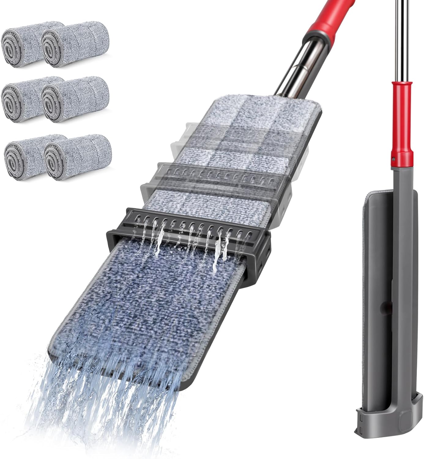 Midyb Wischmopp mit Auswringfunktion, Flacher Bodenwischer mit 147m ...