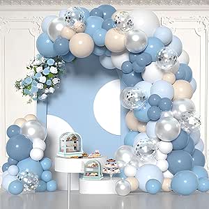 Amazon.com: Dusty Blue Balloon Arch Kit Blue Garland Arch kit with Dusty Blue Baby Blue Sand ...