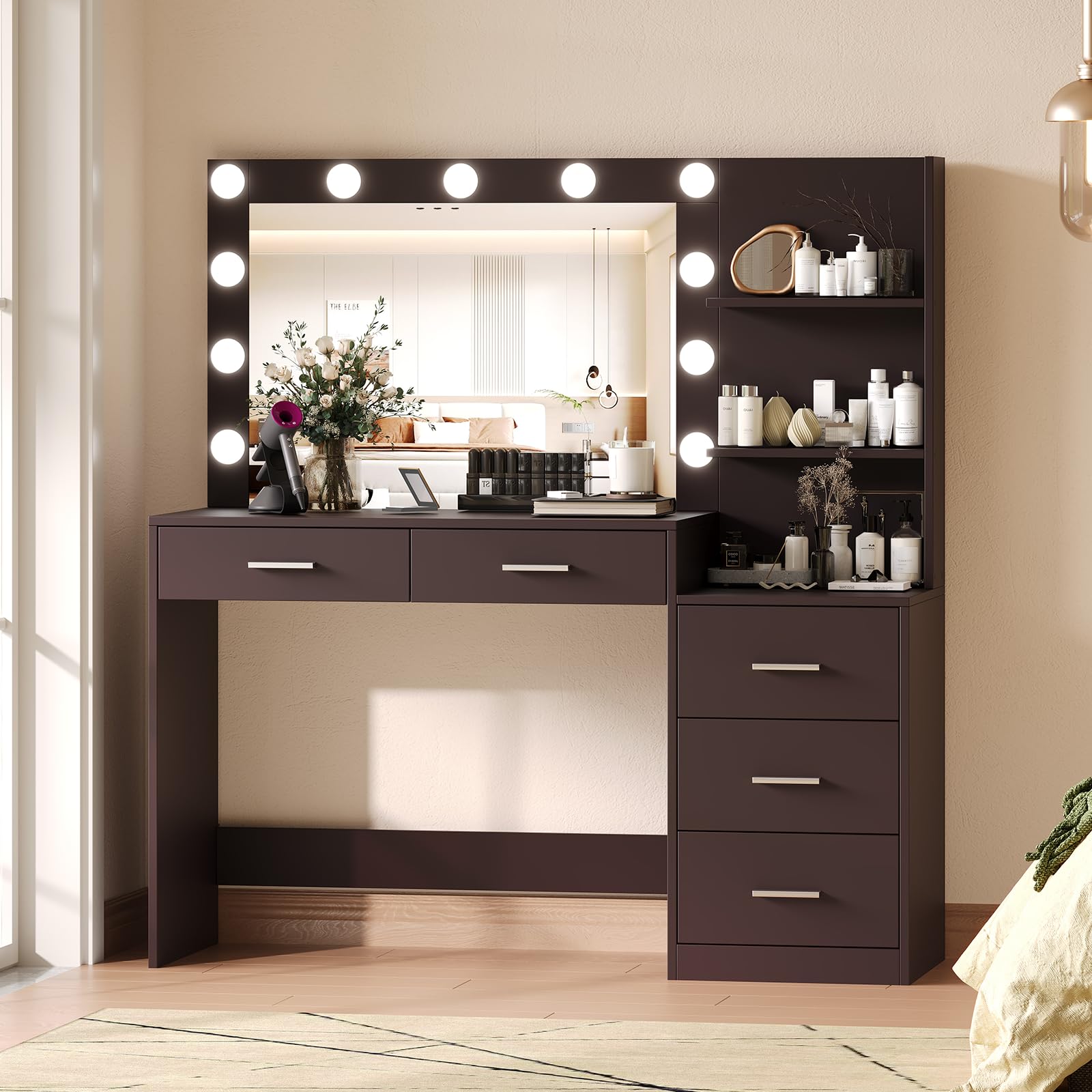 Snapklik.com : Rovaurx 46.7" Makeup Vanity Table
