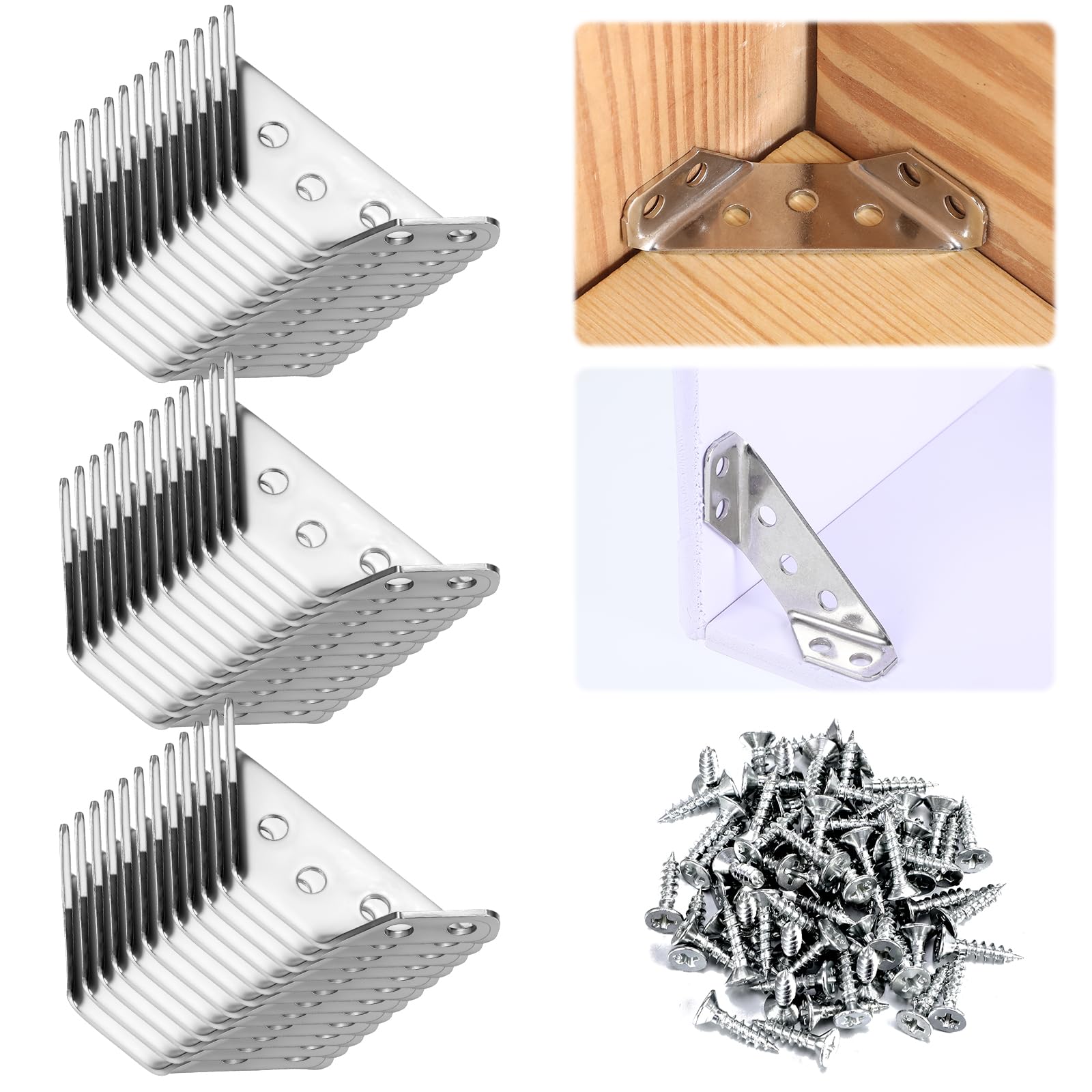 Amazon.com: 50 PCS stainless Steel Multifunctional Corners Bracket ...