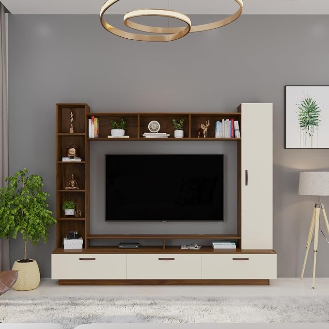 BLUEWUD Fenily Engineering Wood Floor Standing TV Entertainment Unit ...