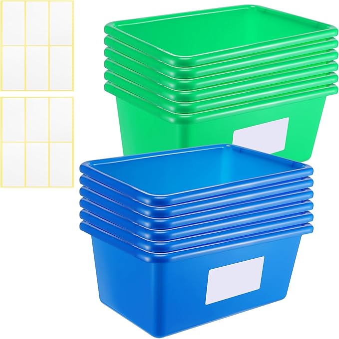 Amazon.com: Geetery 12 Pieces Small Plastic Cubby Bins Storage ...
