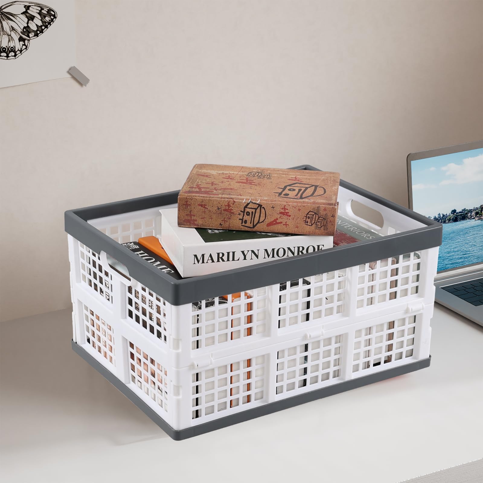Insta Crate Domiella 4-Pack Stackable Plastic Storage Crates, 16x12x6 ...