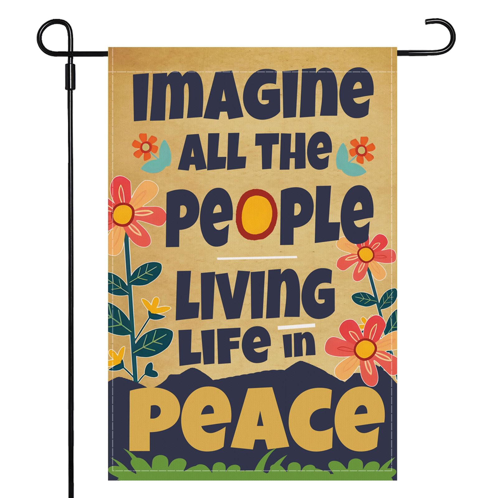 Garden Flag Imagine All the People Living Life in Peace Spring Summer ...