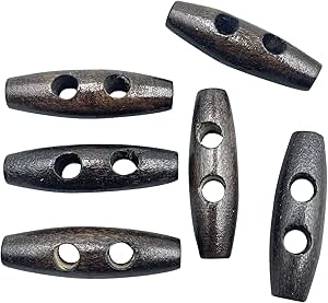 2 Holes Wooden Buttons Horn Toggle Sewing Buttons Horn Tooth Shape ...