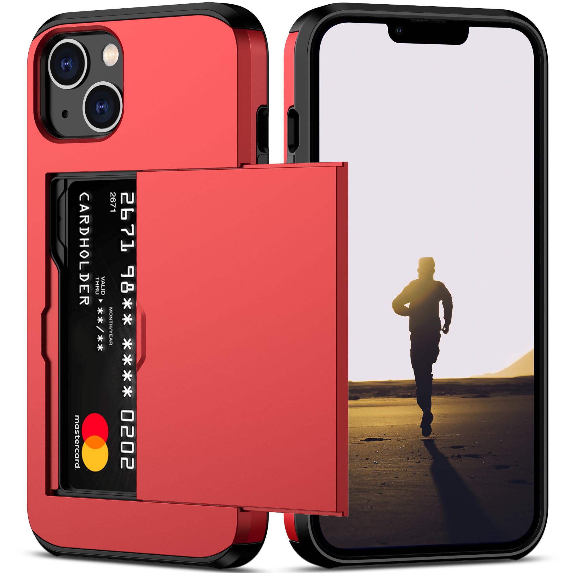 Amazon.com: Nvollnoe for iPhone 13 Case with Card Holder Heavy Duty ...