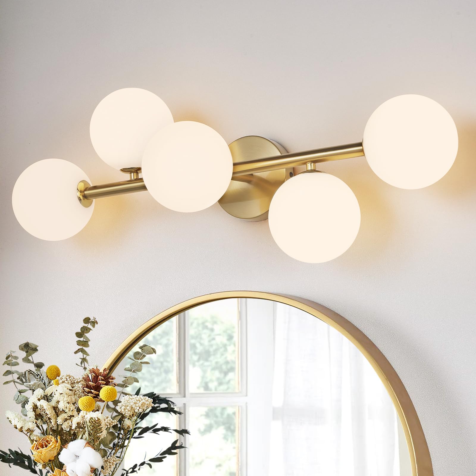 HONIEGG Bathroom Light Fixtures, Brushed Gold Vanity Light Over Mirror ...