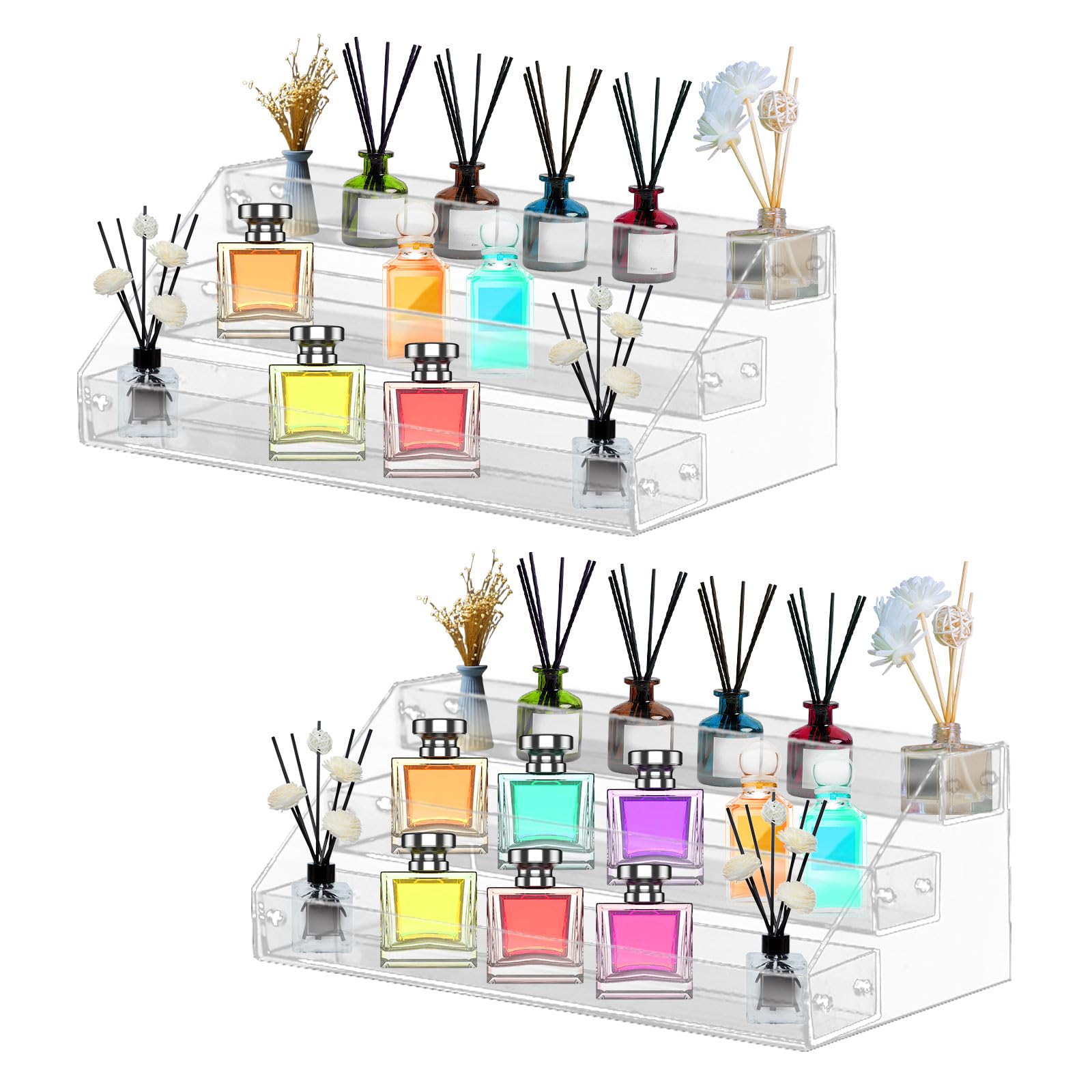 Pack of 2 Acrylic Display Stand, 3 Tier Clear Display Riser Stair ...