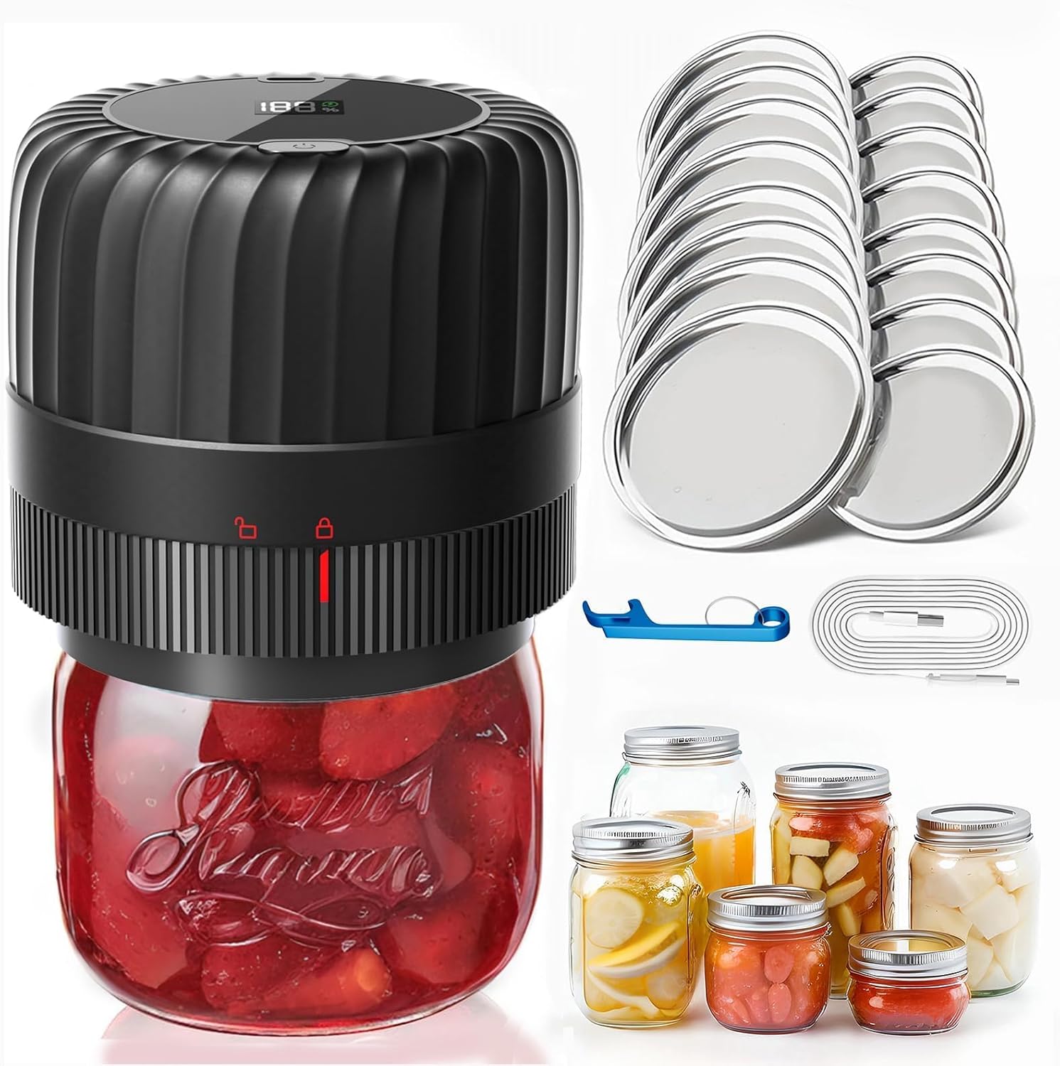 Amazon.com: KITOOL Electric Mason Jar Vacuum Sealer Kit for Wide-Mouth ...