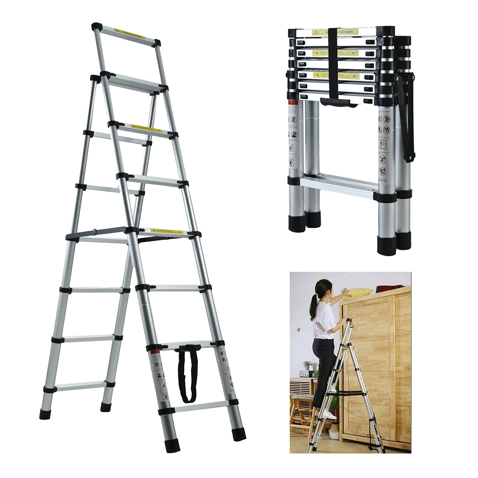 Telescopic Ladder 6 7 Step Extension Ladder Aluminum Ladder Extendable ...