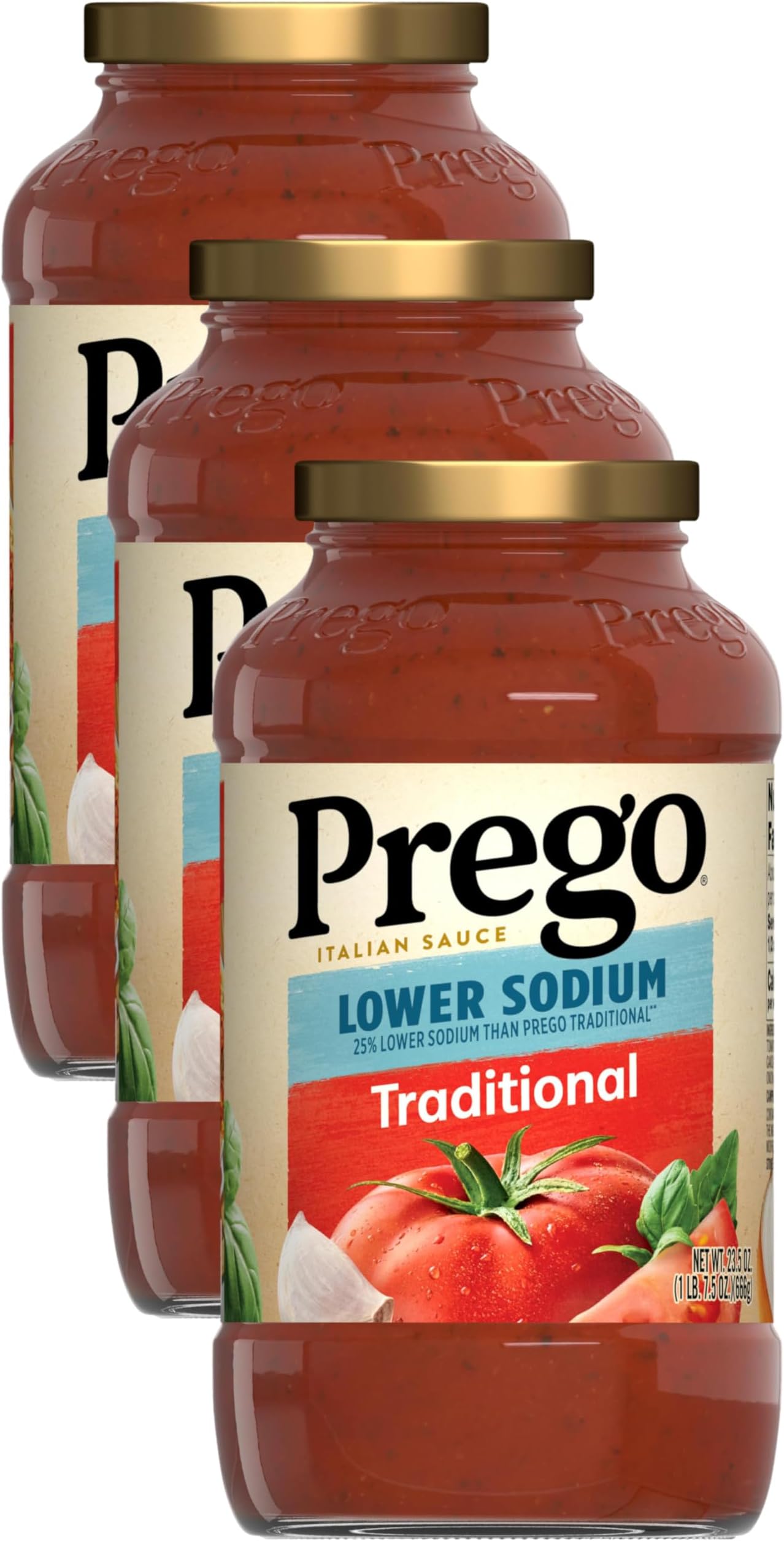 Amazon.com : Prego Traditional Lower Sodium Pasta Sauce, 23.5 Oz Jar ...