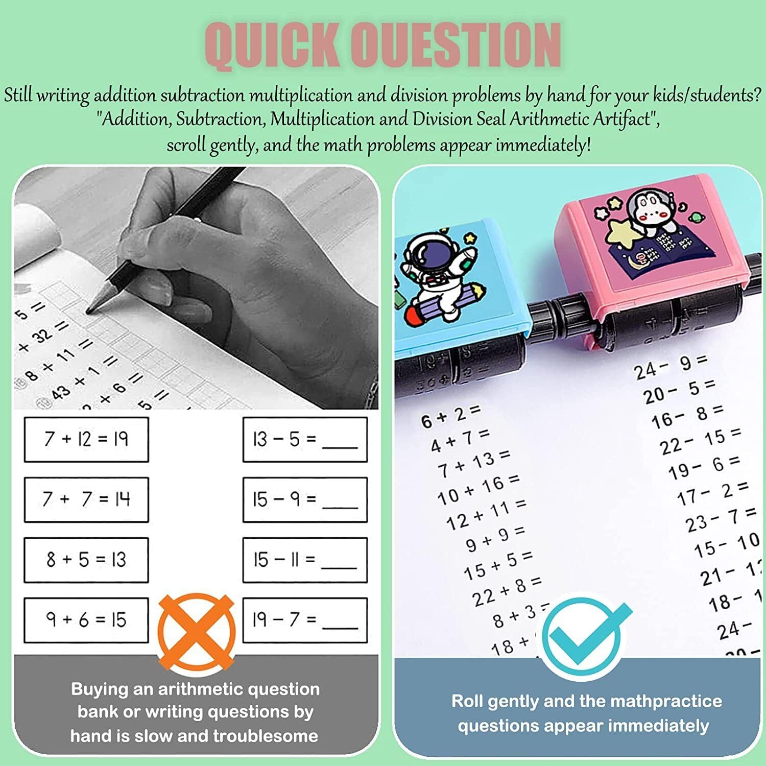 Kids Math Practice Stamp Addition Subtraction Math Practice Roller ...