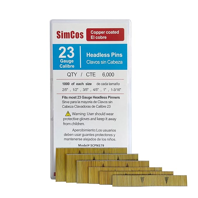 23 Gauge Pin Nails Headless Pinner Nails 6000 Pieces 6 Sizes Assorted 2 ...