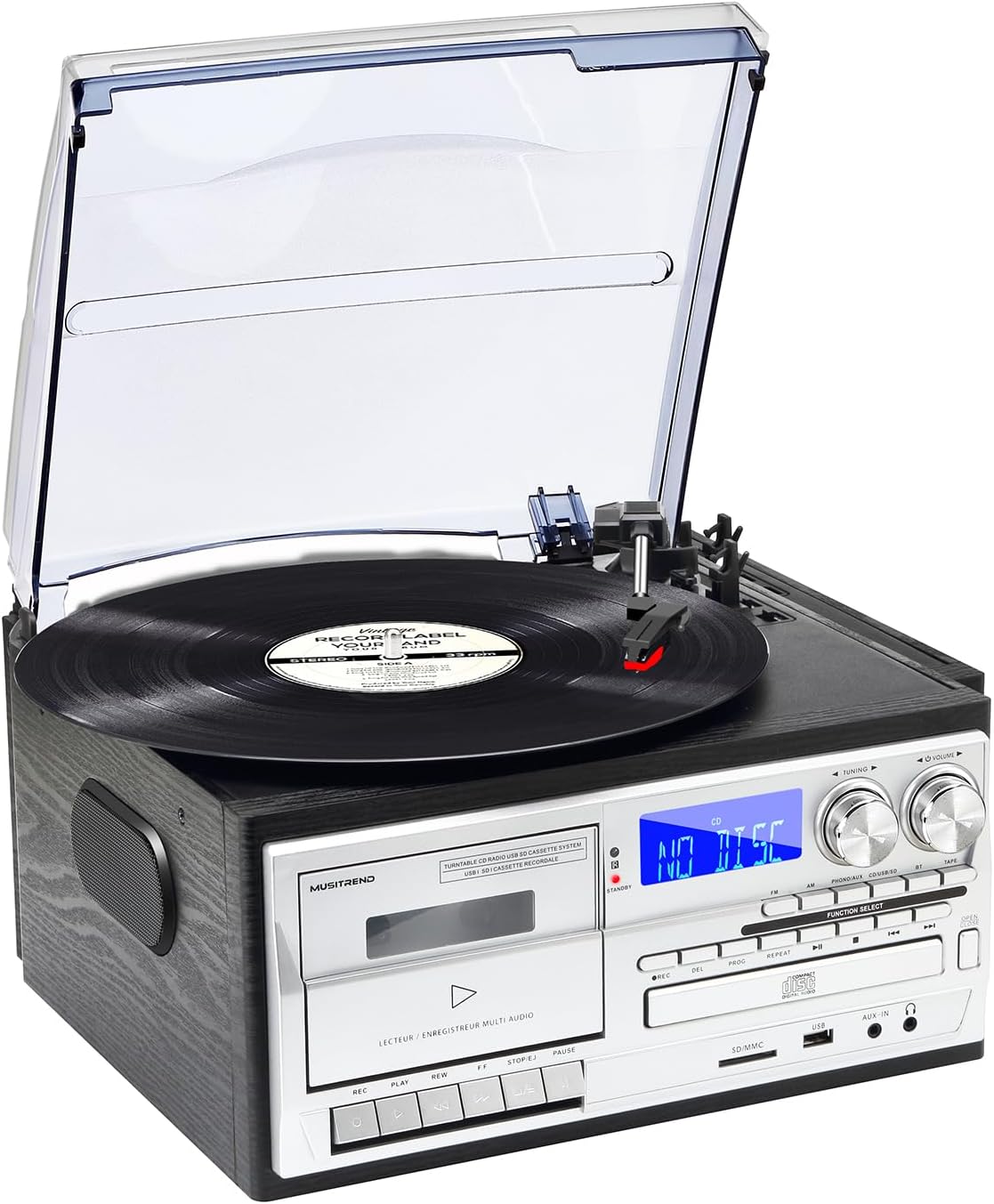 Amazon.com: 9 in 1 Record Player with 3-Speed Turntable, Bluetooth, AM ...
