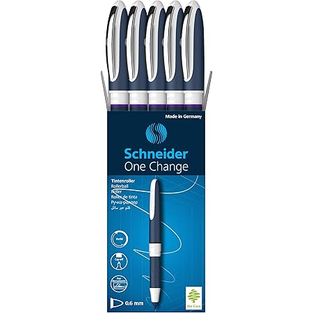 Schneider One Change Rechargeable Rollerball Pen, Box of 5, Purple ...