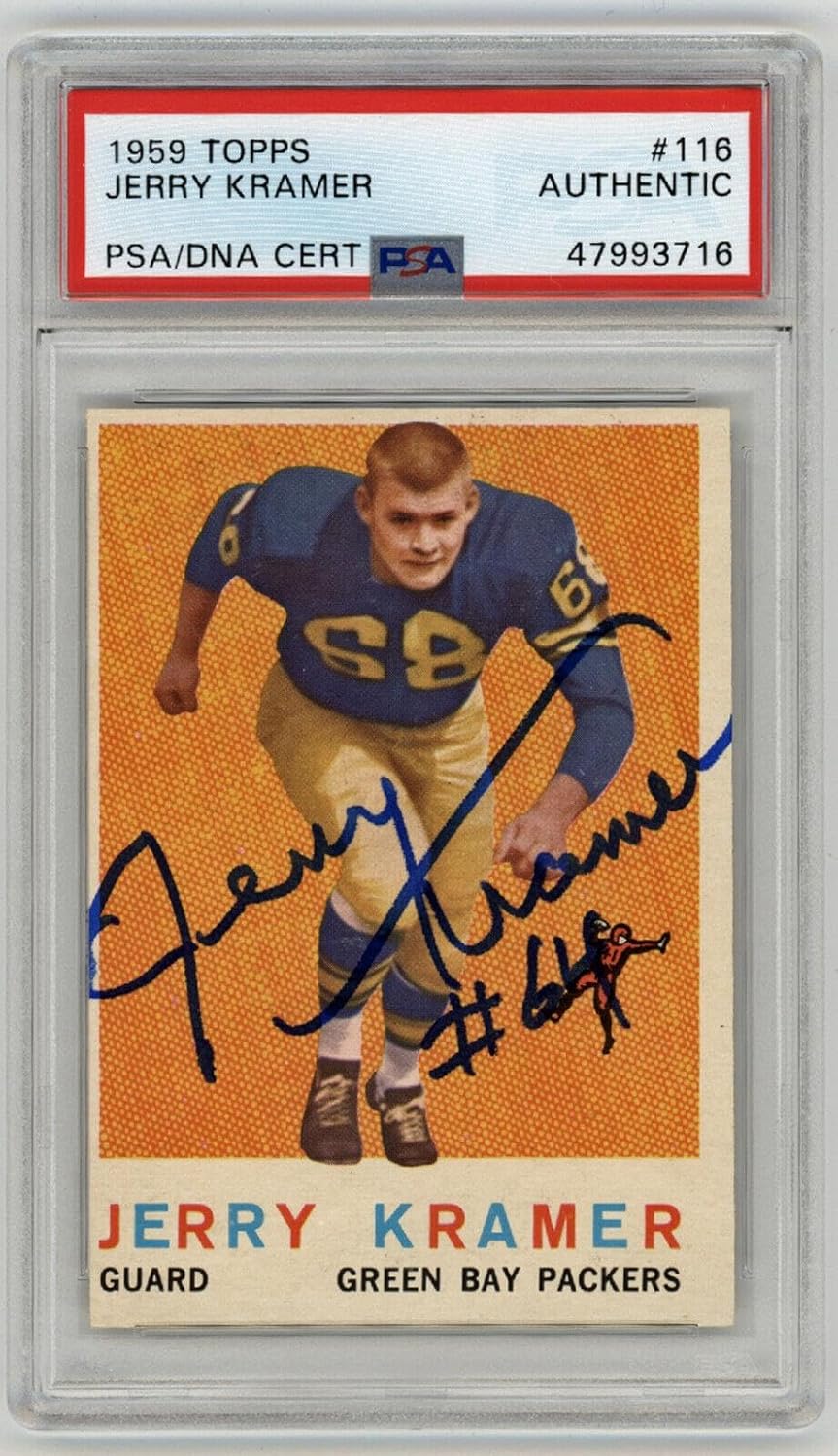 Amazon.com: 1959 PACKERS Jerry Kramer signed ROOKIE card Topps #116 PSA ...