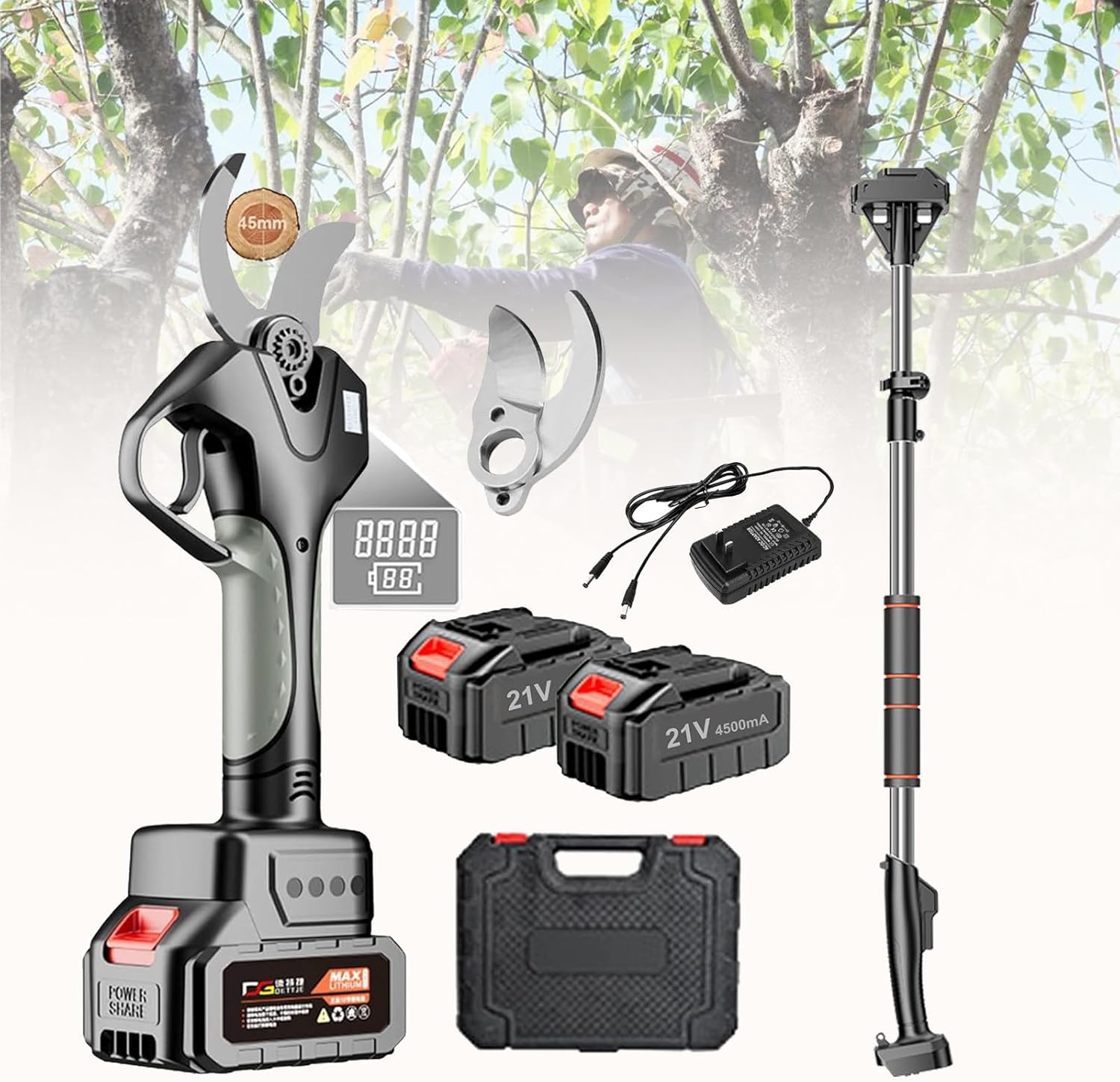 Cordless Electric Pruning Shears Garden Secateur Branch Cutter Battery ...