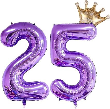 Amazon.com: Purple 25 Number Balloon 32 inch Jumbo Foil Balloons with ...