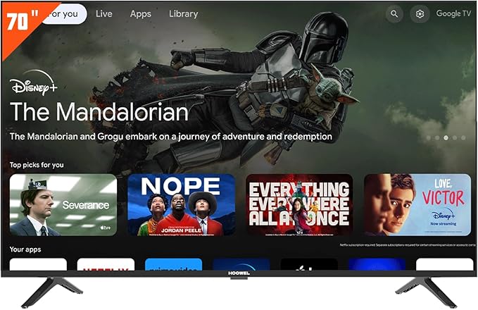 Hoowel 70 Inch Smart TV with LED Google TV, Google Play and Chromecast ...