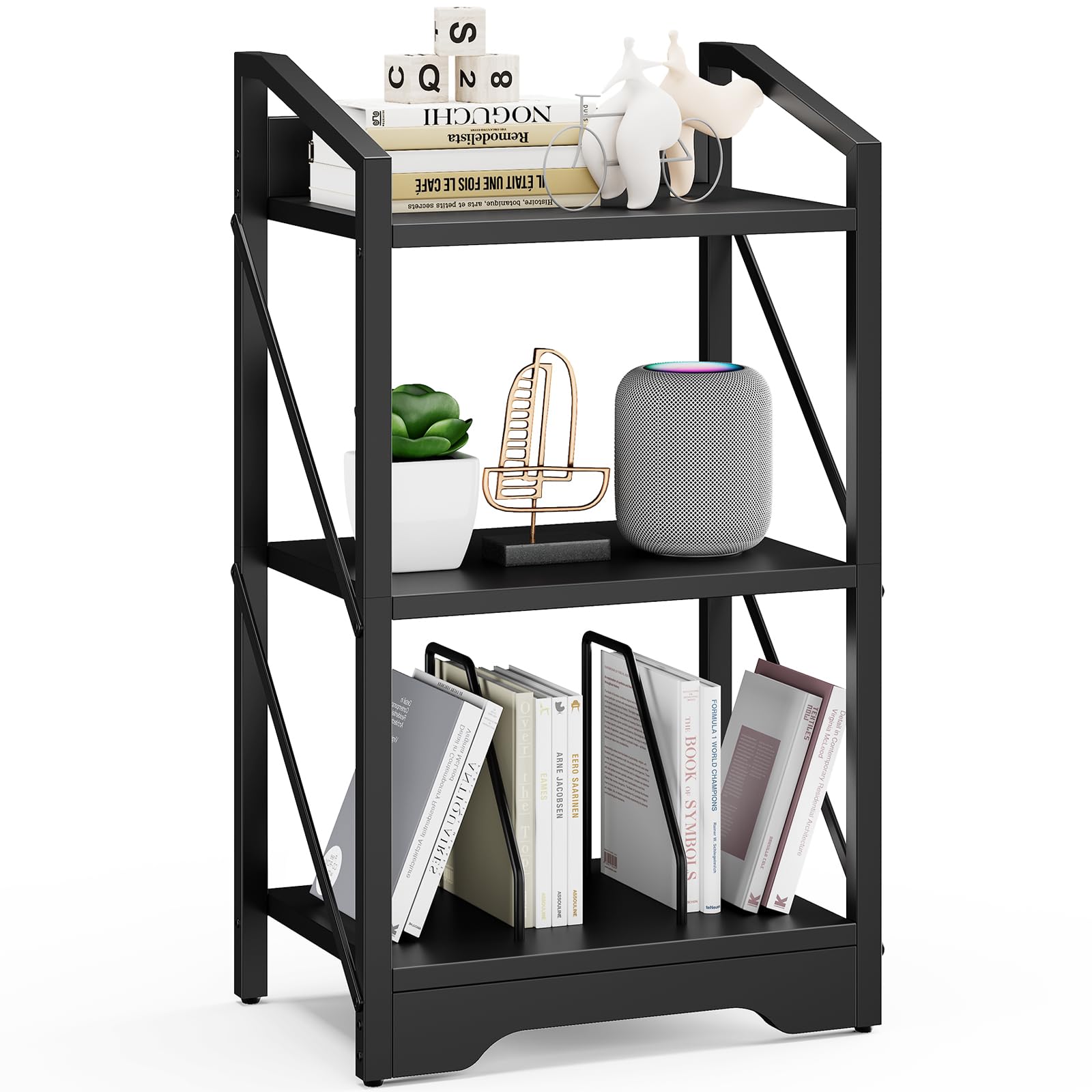 Snapklik.com : Vagusicc Bookshelf, 3 Tier Industrial Bookcase, Metal ...