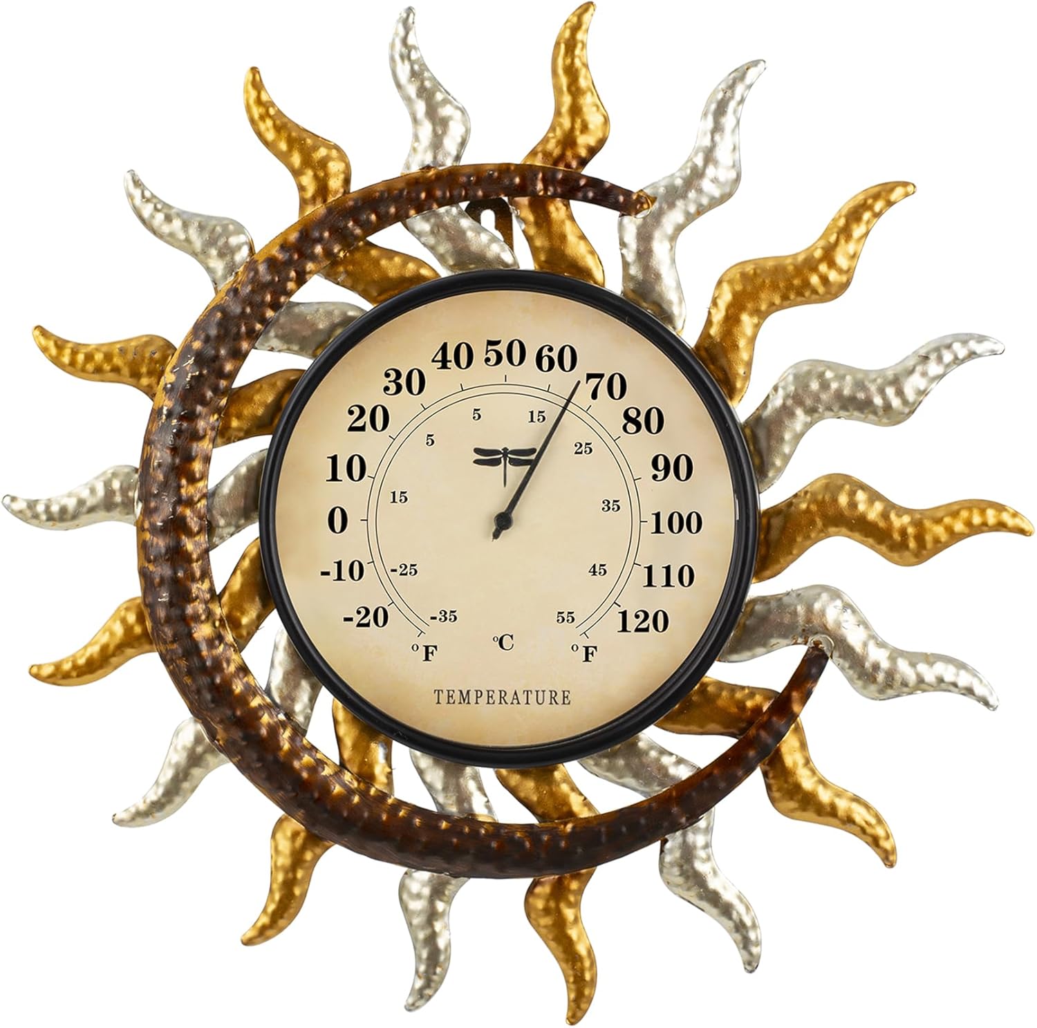 Amazon.com : GIBMIDSER 13'' Sun&Moon Outdoor Thermometer Wall-Mounted ...
