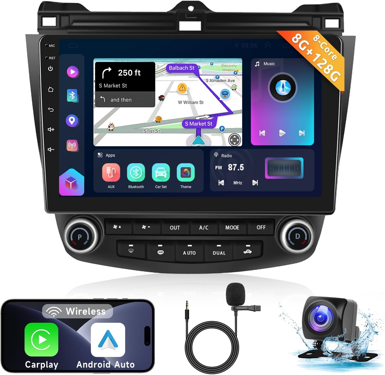 Amazon.com: 8 Core+8+128G for Honda Accord 7th 2003-2007 Android 13 Car ...