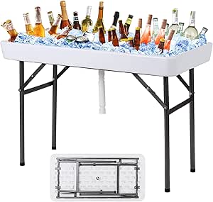 Amazon.com: Giantex Folding Ice Table with Drain, 4 ft Portable Cooler ...