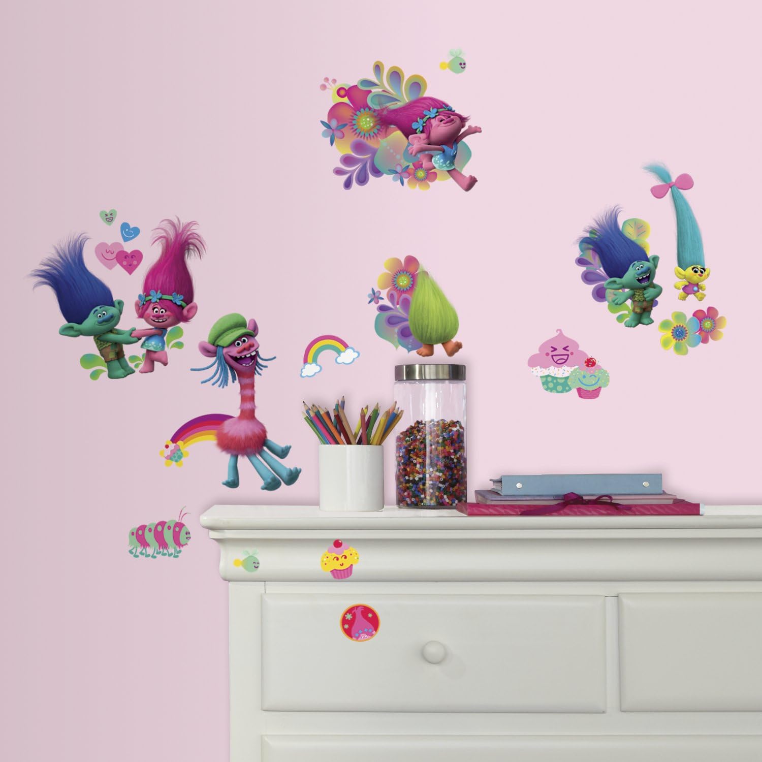 Amazon.com - DreamWorks Trolls Vinyl Decals - Set of 12 Trolls Movie ...
