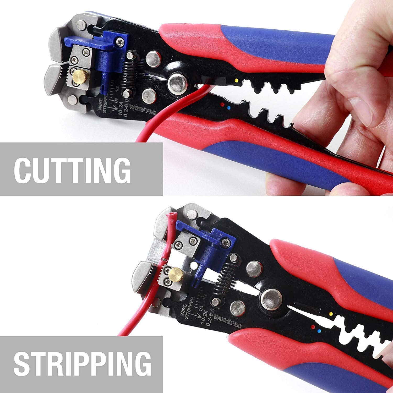 Buy WORKPRO Automatic Wire Stripper Plier AWG10-24, 3-in-1 Self ...