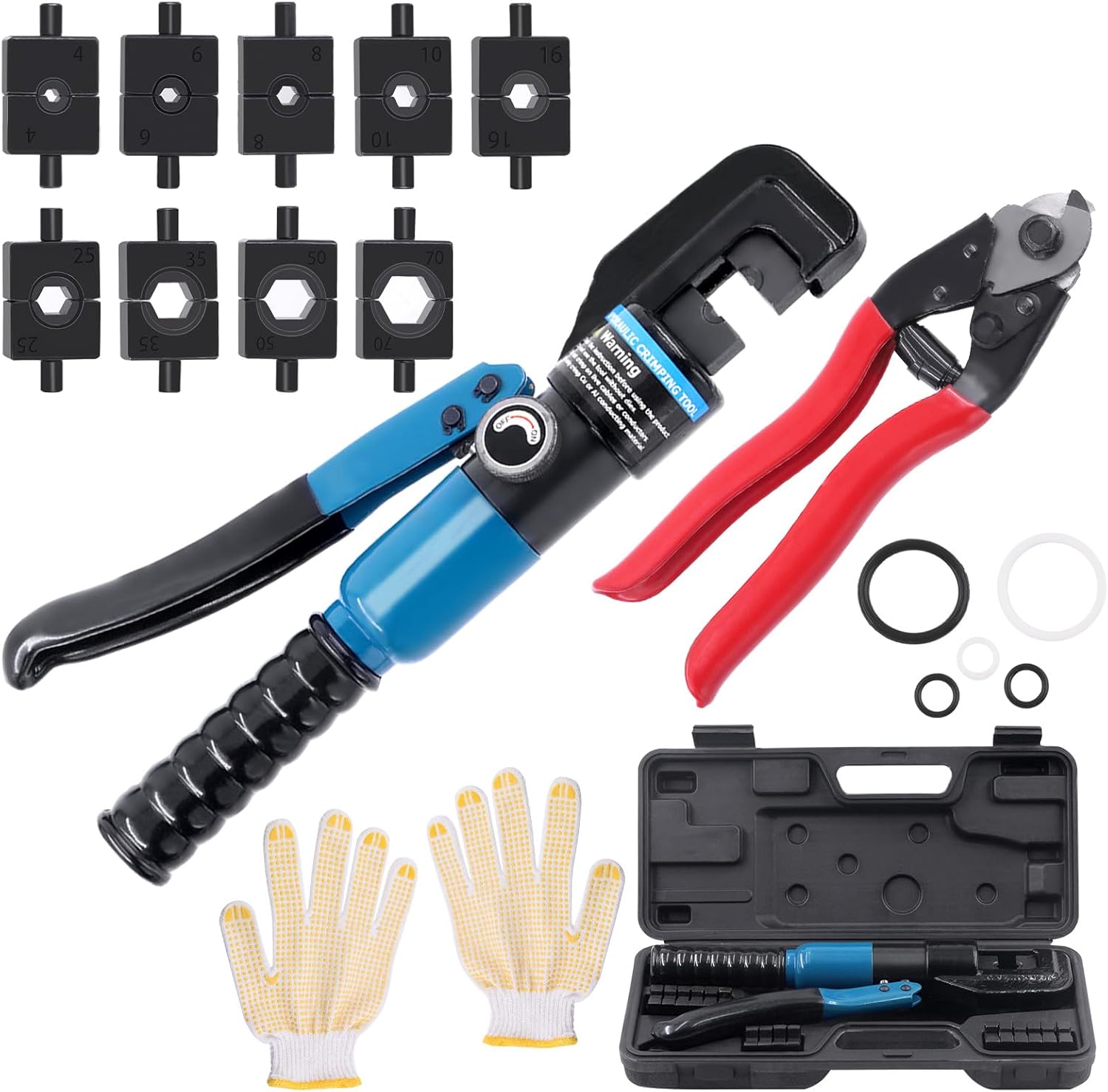 Swpeet 10 Ton Hydraulic Hand Crimper Tool with Stainless Steel Up to 5/ ...