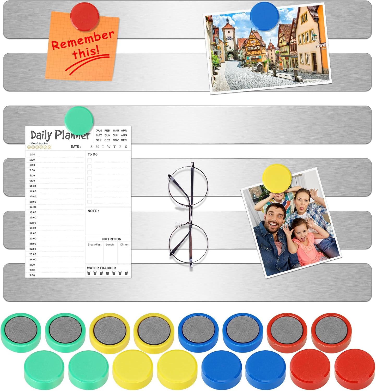 Wukong 30x3cm, Pack of 6 Magnetic Stainless Sliver Boards Strips ...