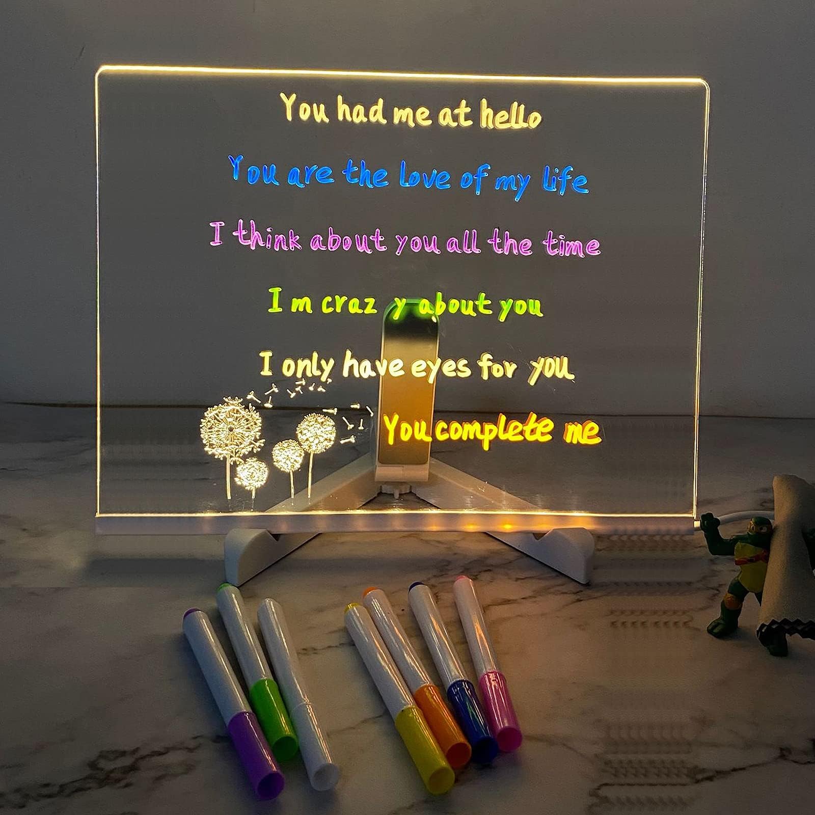 Amazon.com : Acrylic Dry Erase Board with Light, 12” X 8” Acrylic Led ...