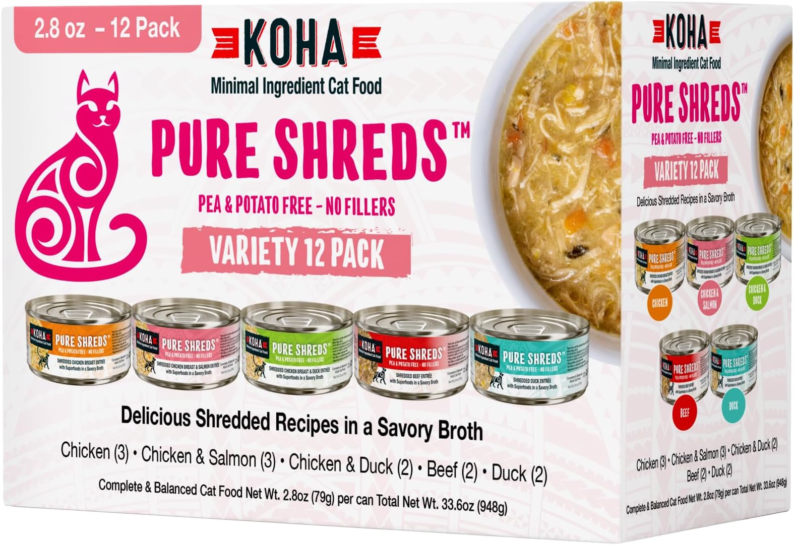 Amazon.com : KOHA Pet Food Pure Shreds Cat Variety Pack, High Protein ...